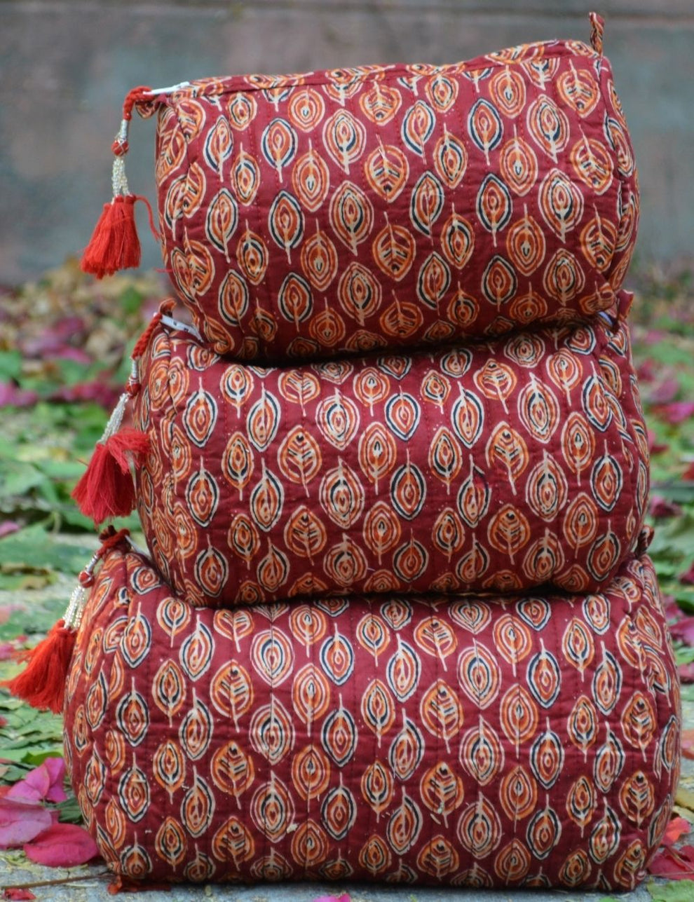 Cotton Toiletry Storage Bag Set of 3 Pieces Indian Handmade – Ethnic ...